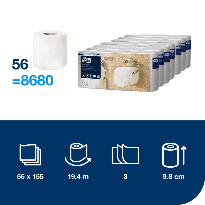 Toapapper Extra Mjukt 3-Lag* Premium / Tork - Tingstad.com